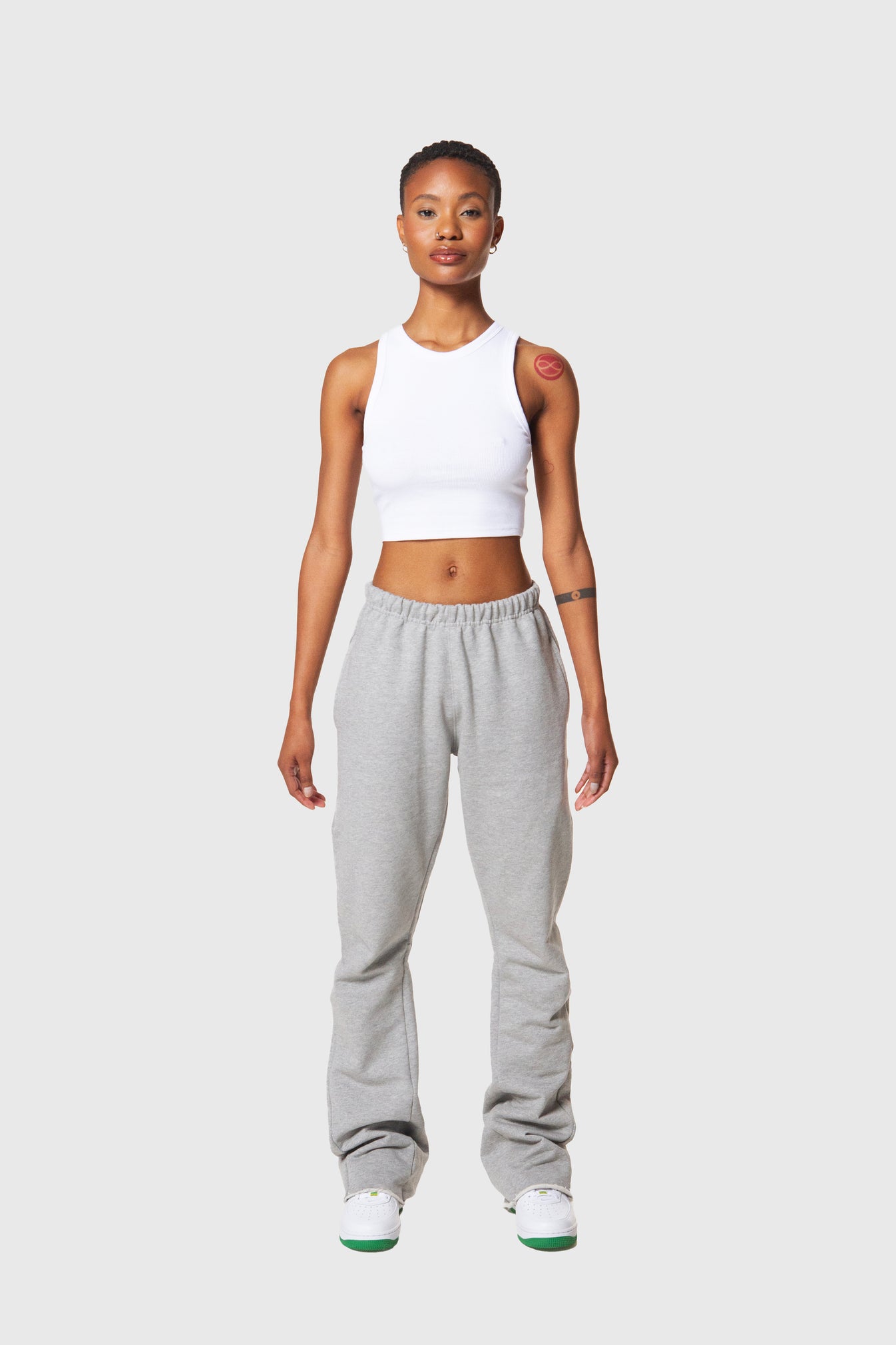 PURE GREY STACKED SWEATPANTS – JODIVANESSA